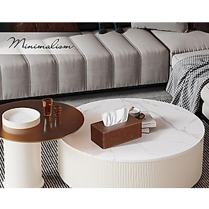 GOLRANLYE Tissue Box Cover Rectangular 9.8"(L) x 5.3"(W) x 4.3"(H) Refined Modern PU Leather Facial Tissue Dispenser Box Holder for Dresser Bathroom Decorative (Brown)