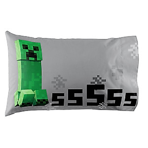 Jay Franco Minecraft Creeper 4 Piece Twin Bed Set (Offical Product)