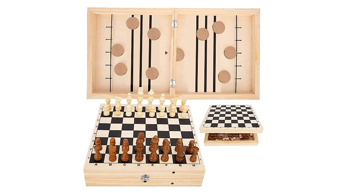 Exciting 2-in-1 Sling Puck & Chess Game Set