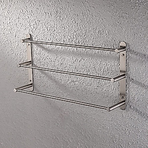 ONEMTB 304 Stainless Steel Towel Rack 3-Layer Towel Bar Kitchen Hardware Pendant Bath Towel Rack Drawing Bathroom Towel Hanging Rack Wall Mounted Towel Rack Shower Tidy Hanging Shelf Organizer Bar