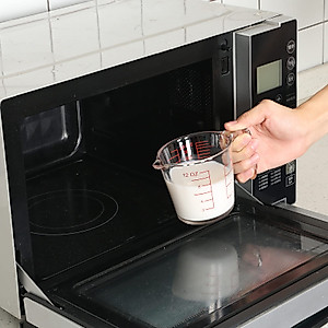 DOTINGHUX 12 oz Measuring Cup 1½ Cup Glass, Clear, Red