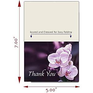 Funeral Thank You Cards - Sympathy Bereavement Thank You Cards With Envelopes - Message Inside (25, Purple Orchid)