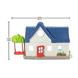 Fisher-Price Little People Toddler Play House with Lights Music & Smart Stages Learning Content, 2 Figures 6 Play Pieces, UK English Version, HCJ66