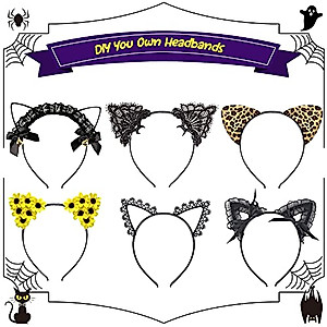 Black Cat Ear Headbands for Girls, Women, and Kids - Plastic Kitty Ears for Parties, Costumes, Daily Wear, and Decorations - 10Pcs Non-Slip Headbands