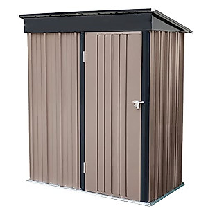 Polar Aurora 5 x 3 FT Outdoor Metal Storage Shed, Steel Garden Shed with Single Lockable Door, Tool Storage Shed for Backyard, Patio & Lawn (5 * 3 ft)