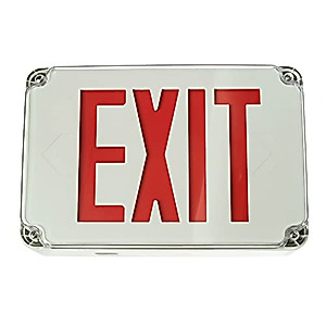 Ciata Red Light up Hardwired and Battery Operated Exit Signs with Light for Wet Location, Exterior, Weatherproof, Led Illuminated, Corded Exit Sign Battery Powered Emergency Light with Battery Backup