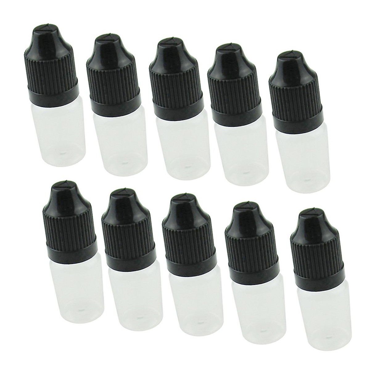 Newzoll 5 ml Empty Plastic Dropper Clear Bottles Liquid Childproof 10PCS Black Cap