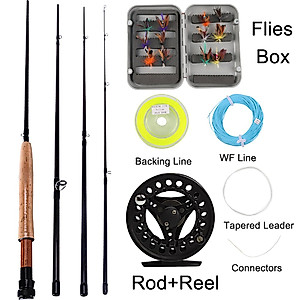 Sougayilang Saltwater Freshwater Fly Fishing Rod with Reel Combo Kit (Black Kits with Bag)
