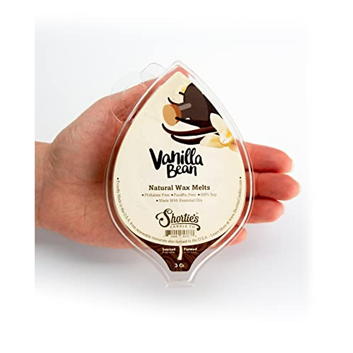 Shortie's Candle Company Vanilla Bean Natural Soy Wax Melts 3 Pack - 3 Highly Scented 3 Oz. Bars - Made with 100% Soy and Essential Fragrance Oils - Phthalate & Paraffin Free, Vegan, Non-Toxic