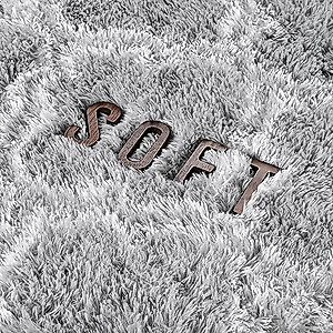 Hutha 8x10 Shag Large Area Rugs for Living Room, Light Grey Modern Super Soft Bedroom Carpet, Moroccan Luxury Geometric Plush Fluffy Rug for Kids Nursery Girls Room Indoor Home Decor