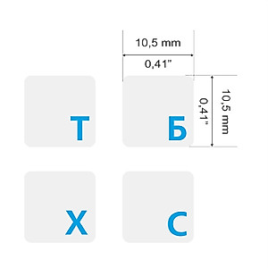 2 Pack Russian Blue Keyboard Stickers Cyrillic for Computer Blue Keyboard Letters on Clear Transparent Background