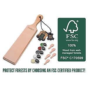 Bacher Premium Leather Strop for Knife Sharpening with Polishing Compound - Double Sided Stropping Leather – Stropping Kit: Knife Strop and Stropping Compound for Wood Carving and Woodworking