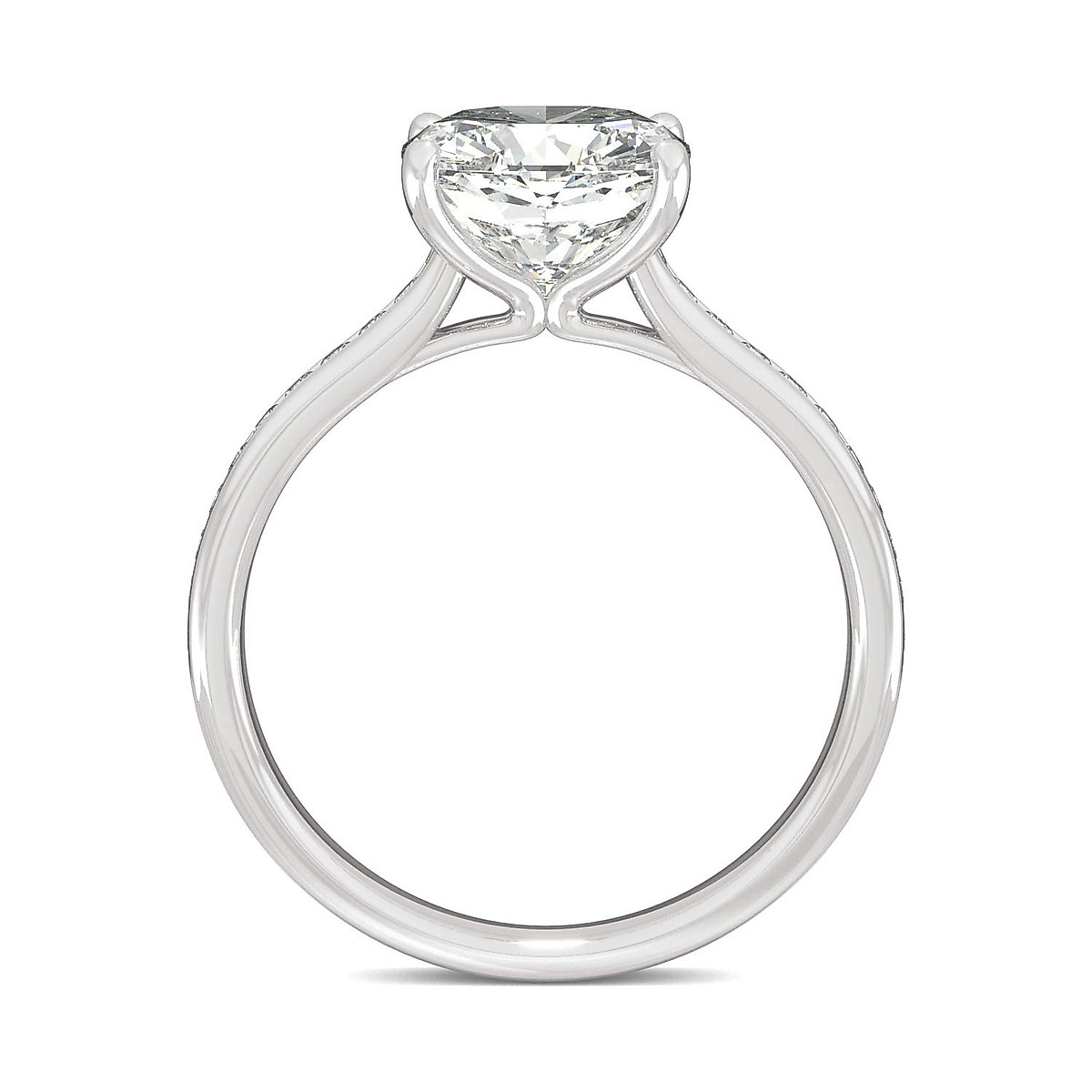 14K White Gold Moissanite by Charles & Colvard 8mm Cushion Engagement Ring-size 6.5 2.58cttw DEW