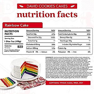 David's Cookies Layered Rainbow Cake 10" - Pre-sliced 14 pcs. Fresh Gourmet Bakery Dessert With 5 Bright and Colorful Layers, Great Gift Idea for Women, Men and Kids