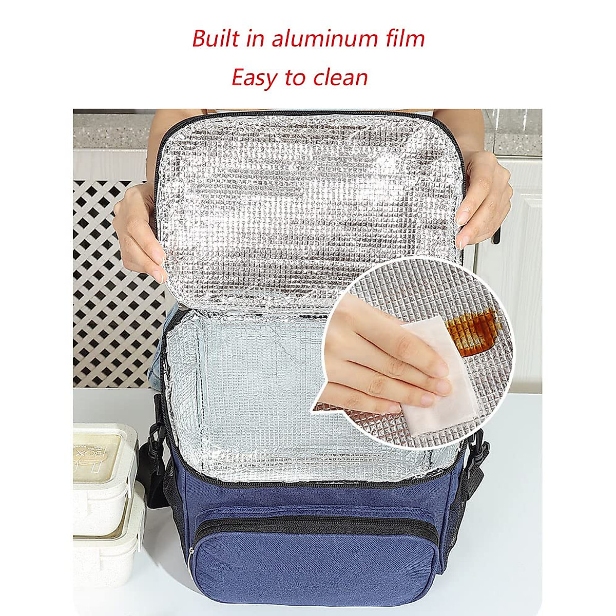 MTUERANC Lunch Bag Bento Bag Women/Men Insulated Lunch Box Lunchbox, Adults Lunch Tote, Reusable Leakproof Bento Box Cooler Bag with Adjustable Shoulder Strap for Work Office Picnic(Red)