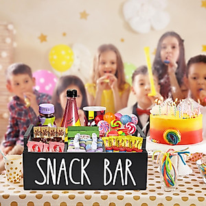 Y&ME YM Snack Organizer for Home & Kitchen Organization, Wooden Pantry Storage Bins with Handles, Snack Organizer for Pantry, Countertop, Kitchen, Party, Snack Storage Basket for Chips, Packets.