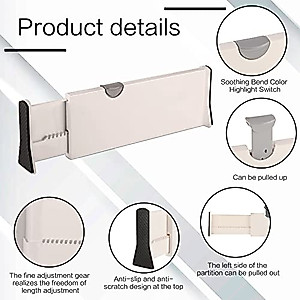 20 Pack Adjustable Drawer Divider Organizers 4'' High Expandable 11-17'' Dresser Drawer Separators Plastic Drawer Organizers Drawer Dividers for Clothes Organization Office Bedroom Bathroom (Beige)