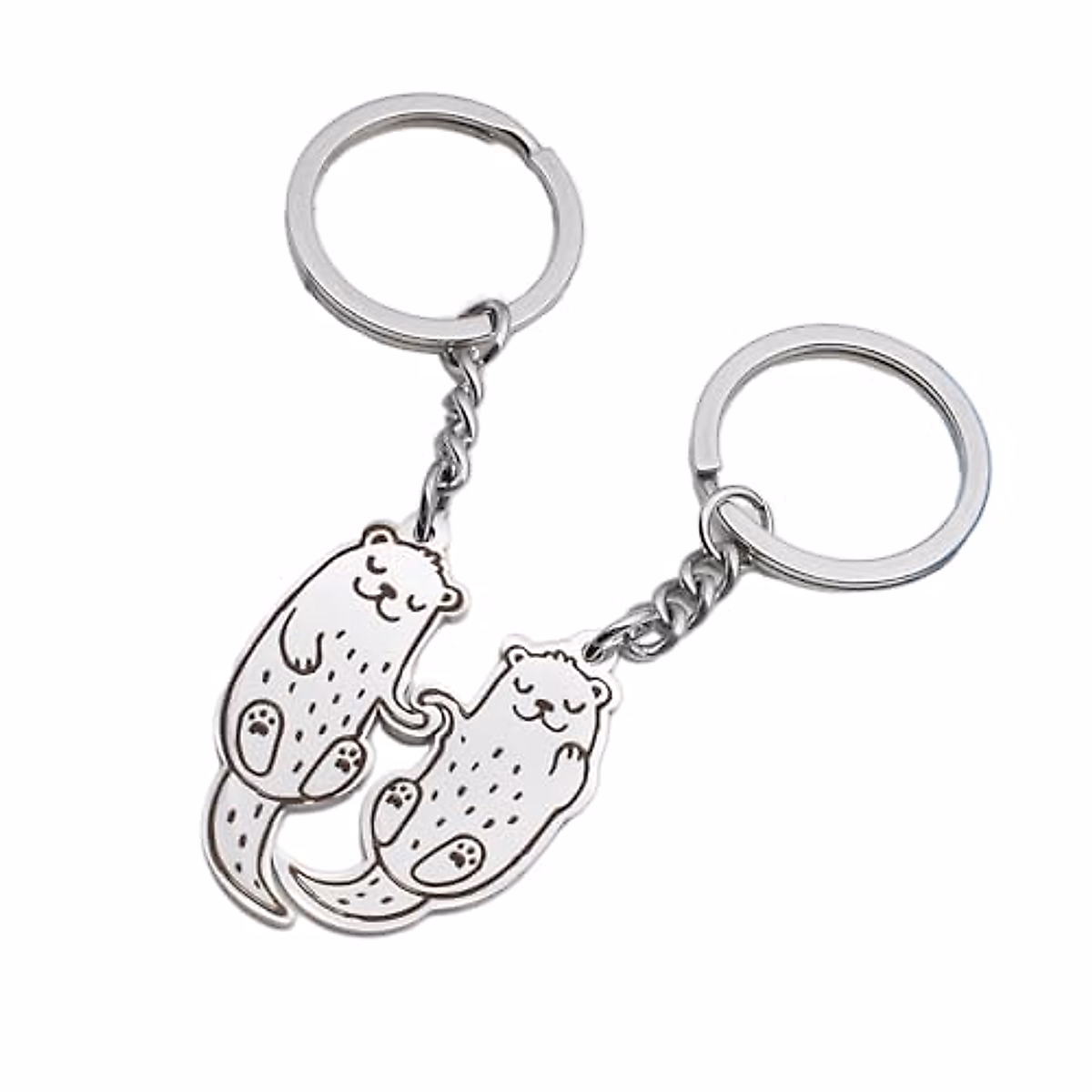 HISYI fashion keychain 2 Pack Cute Animal Keychain Set Car Keychain Otters Key Holder Stainless Steel Bag Pendant Gift for Besties, As Shown in the Figure