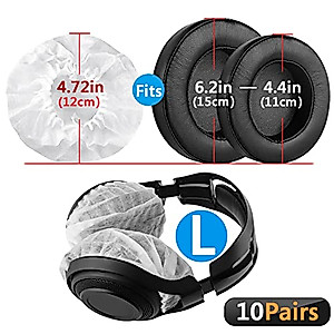 Geekria 100 Pairs Disposable Headphones Ear Cover for Large Over-Ear Headset Earcup, Stretchable Sanitary Ear Pads Cover, Hygienic Ear Cushion Protector (L/White)