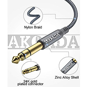 AkoaDa 1/4 to 1/8 Cable Stereo Audio Cable 【10ft】6.35mm 1/4" Male to 3.5mm 1/8" Male TRS Bidirectional Stereo Audio Cable Jack for Guitar, iPod, Laptop, Home Theater Devices, Amplifiers(Grey)