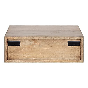 Kate and Laurel McCutcheon Floating Wood Storage Shelf, 18 x 12 x 6, Natural Wood, Decorative Transitional Floating Bedroom Nightstand with a Concealed Cubby Compartment