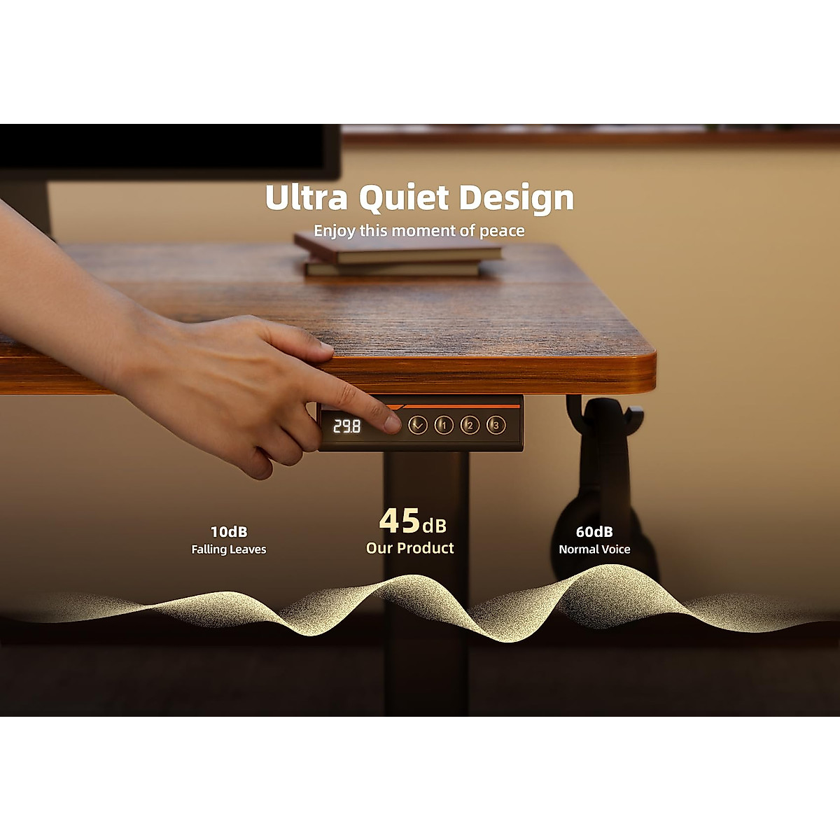 YDN Electric Standing Desk, Adjustable Height Stand up Desk, 48x24 Inches Sit Stand Home Office Desk with Splice Board,Rustic Brown Top