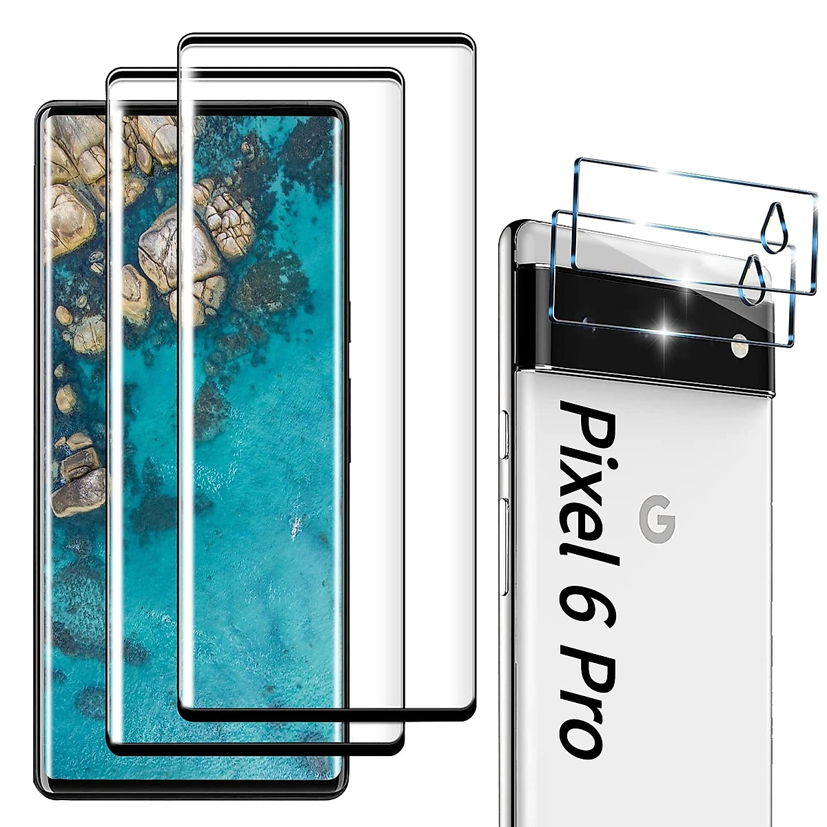 [2+2 Pack] Google Pixel 6 Pro Screen Protector, 9H Tempered Glass, Ultrasonic Fingerprint Support, 3D Curved,HD Clear Scratch Resistant for Google Pixel 6 Pro 5G Glass Screen Protector