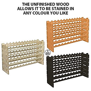 Smartxchoices Stackable Modular Wine Rack 72 Slots Floor Wine Storage Stand Wooden Wine Holder Display Shelves 72 Slots, Wobble-Free, Solid Wood, Free Standing (Six-Tier, 72 Bottle Capacity) (Wood)