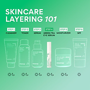 innisfree Green Tea Caffeine Bright-Eye Serum with Niacinamide, Cooling Korean Eye Roll On Serum, Hydrating Eye Cream (Packaging May Vary)