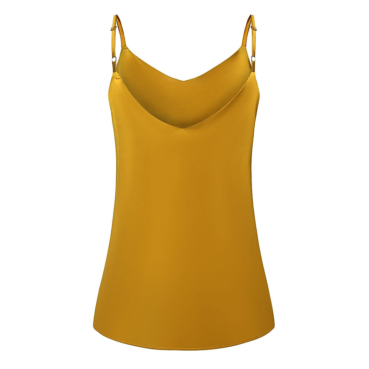 7th Element Womens Silk Satin Camisole Plus Size Tank Tops V Neck Casual Cami Sleeveless Blouses Summer Basic Tank Shirt(Mustard Yellow,L)
