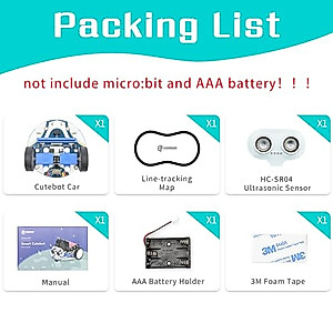 ELECFREAKS microbit Mini Cutebot Kit Compatible with BBC Micro:bit V2 and V1, DIY Programmable Robot Car Kit, STEM Educational Project, Graphical Makecode Coding Car(Without Micro:bit and AAA Battery)