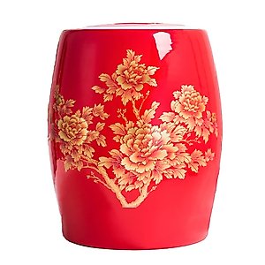 GMTstore Household Rice Storage Box Kitchen Household Sealed Jar with Lid Antique Food Storage Porcelain Bottle Ceramic Decorative Vase (Color : Red, Size : 20.5×26.7cm)