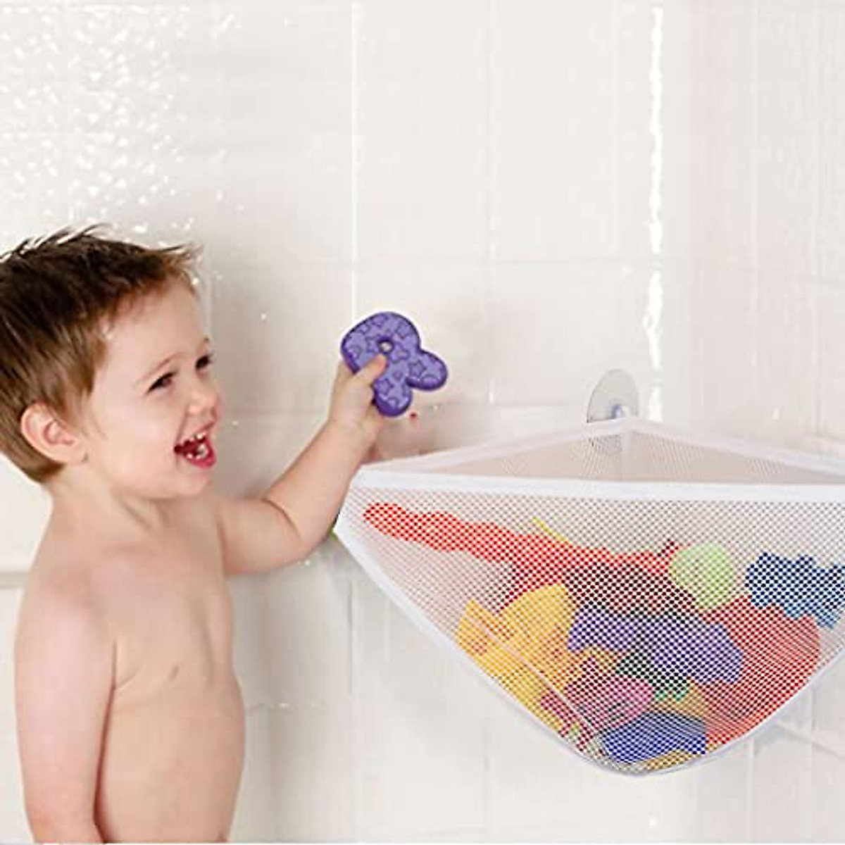 BRALF Bathroom Toy Storage,Organiser Net,Organizers for Bathroom Baby Bath Bathtub Toy Holder Storage Net Mesh Bag Organizer,Bath Toy Organizer with Strong Suction Cups Bathtub Toys Holder