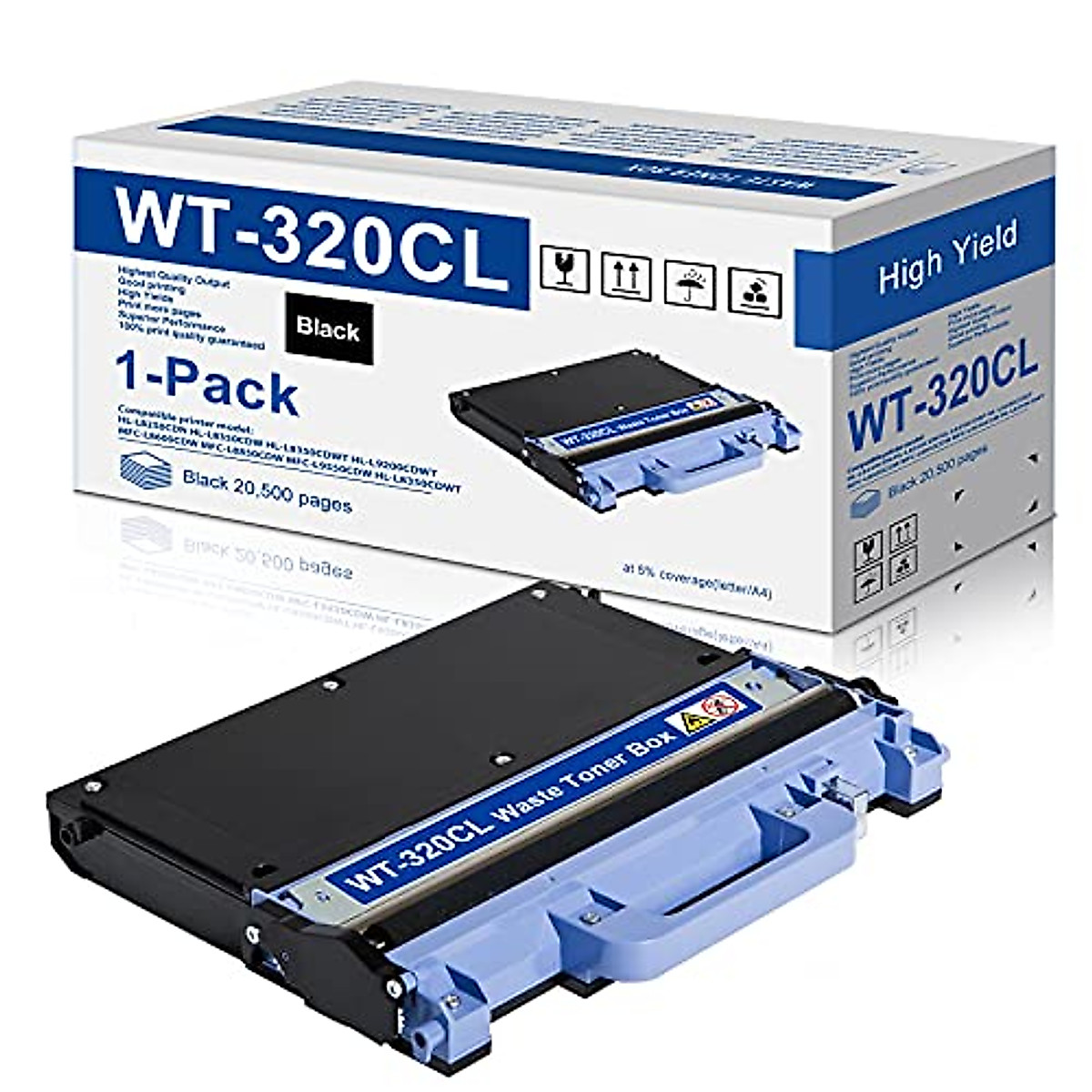 MitoColor 1 Pack 20,500 Page Yield Black WT-320CL Waste Toner Box Compatible for Brother WT320CL Waste Container Replacement for HL-L8250CDN L8350CDW L8350CDWT L8350CDWT MFC-L8600CDW L9550CDW Printer