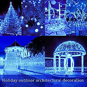 Dolucky 72FT 200 LED Blue Solar Outdoor String Lights, 8 Modes Solar Powered Waterproof Fairy Lights, Solar Copper Wire Lights for Garden Yard Christmas Decoration