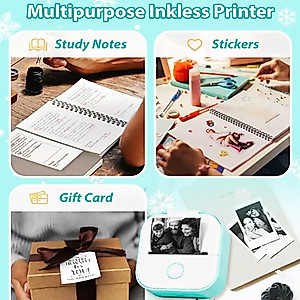 Daxotu Printpod Thermal, Thermal Bluetooth Mini Inkless Printer, Portable Print Pod, Portable Mini Thermal Inkless Printers, Portable Pocket Printer for Printing Photos, Labels, Documents(Green)