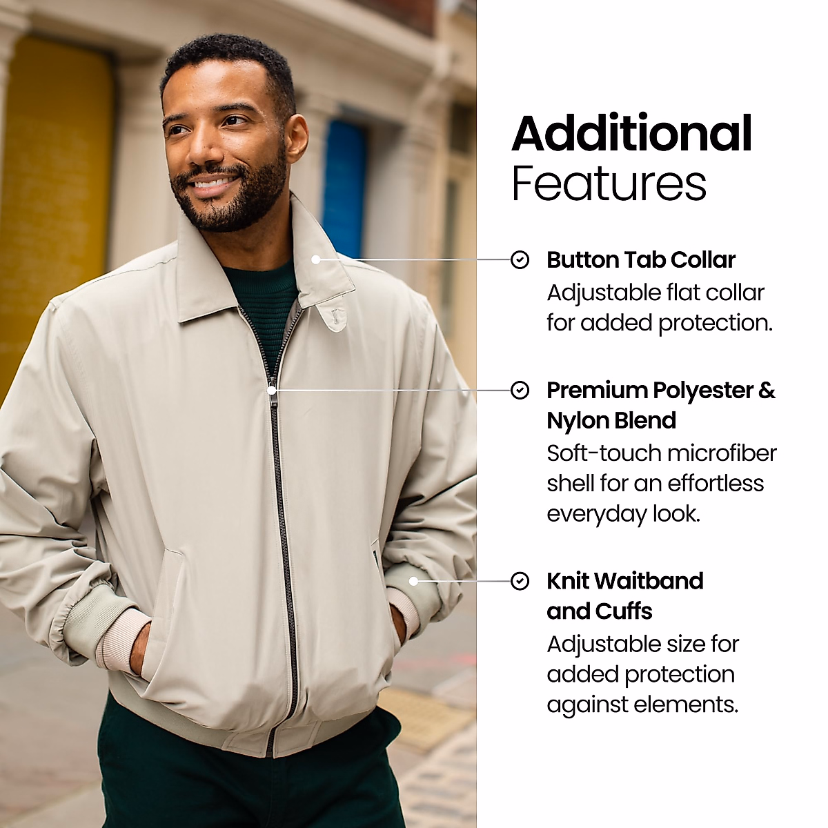 Weatherproof Garment Co. Men's Microfiber Classic Golf Jacket, Fog, Medium