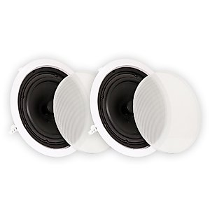Theater Solutions TS80C in Ceiling 8" Speakers Surround Sound Home Theater Pair, White