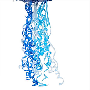 BLUE PANDA Number 6 Pinata - Pull String Pinata for Boys 6th Birthday Party Decorations, Ombre Blue (16.5 x 11.3 x 3 In)