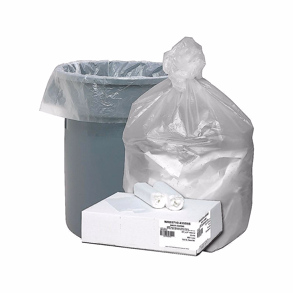 Webster Ultra Plus™ High-Density Clear Trash Can Liners, 30 Gallons, 39 Mil Thick, 30in. x 37in., Box of 500