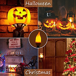 OHLGT E12 Flame Bulbs 8 Packs, 3 Mode LED Candelabra Flame Light Bulb 2.0 Watt Warm White Chandelier Flame Bulbs,1800k Candle Light Bulbs, Flame Tip for Christmas Party Decorations