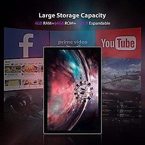 MAGCH 10 inch Tablet Android, 1920 * 1200 FHD Screen, Octa-Core Tablet, 64GB Storage 8000mAh Battery, Dual Camera Bluetooth 5.0/GPS/WiFi Android 11 Tablet, Metal Cover - Gray