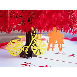 Valentiens Day Card | Pop Up Anniversary Card for Wife Her Parents | 3D Valentines Day Birthday Wedding Bridal Shower Card for Significant Other (Size 6 x 8 in - Maple Swing Couple).