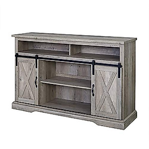 Walker Edison Clayton Farmhouse Sliding Double Barn Door TV Stand for TVs up to 58 Inches, 52 Inch, Grey Wash