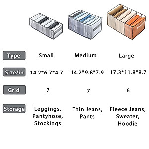 NMGOI 7 Grid Wardrobe Clothes Organizer For Drawers,Closet Organizers And Storage,Foldable,Washable Clothing Storage Bins,Storage Containers For Clothes, White