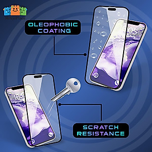 MRKYTPLACE 3 Pack Screen Protector for iPhone 13 Pro Max + 3 Pack Camera Lens Protector,Sensor Protection,Speaker Shield ,Easy Installation Frame ,Case Friendly Tempered Glass Film,[9H Hardness] - HD [6 Pack]