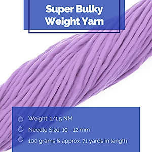 Revolution Fibers | Premium Super Bulky Merino Yarn | 100-Grams of 100% Wool Yarn Chunky Weight, Thick Wool Yarn for Knitting, Crochet, Baby Blanket, Dyed, Felting, Weaving, Lavender Purple