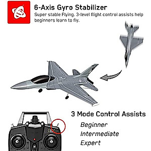 VOLANTEXRC 4CH RC Plane 2.4GHz RC Jet F-16 Fighting Falcon RC Airplane Fighter Ready to Fly with Xpilot Stabilizer System, One Key Aerobatic Perfect for Adults (761-10)