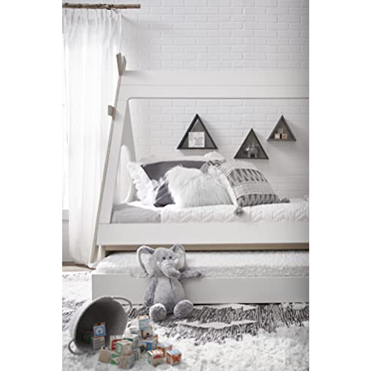 Ti Amo Savannah Teepee Bed & Trundle, White/Natural