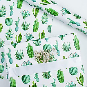 WRAPAHOLIC Wrapping Paper Roll - Watercolor Cactus Print for Wedding, Birthday, Holiday, Baby Shower Wrap - 30 inch x 33 feet